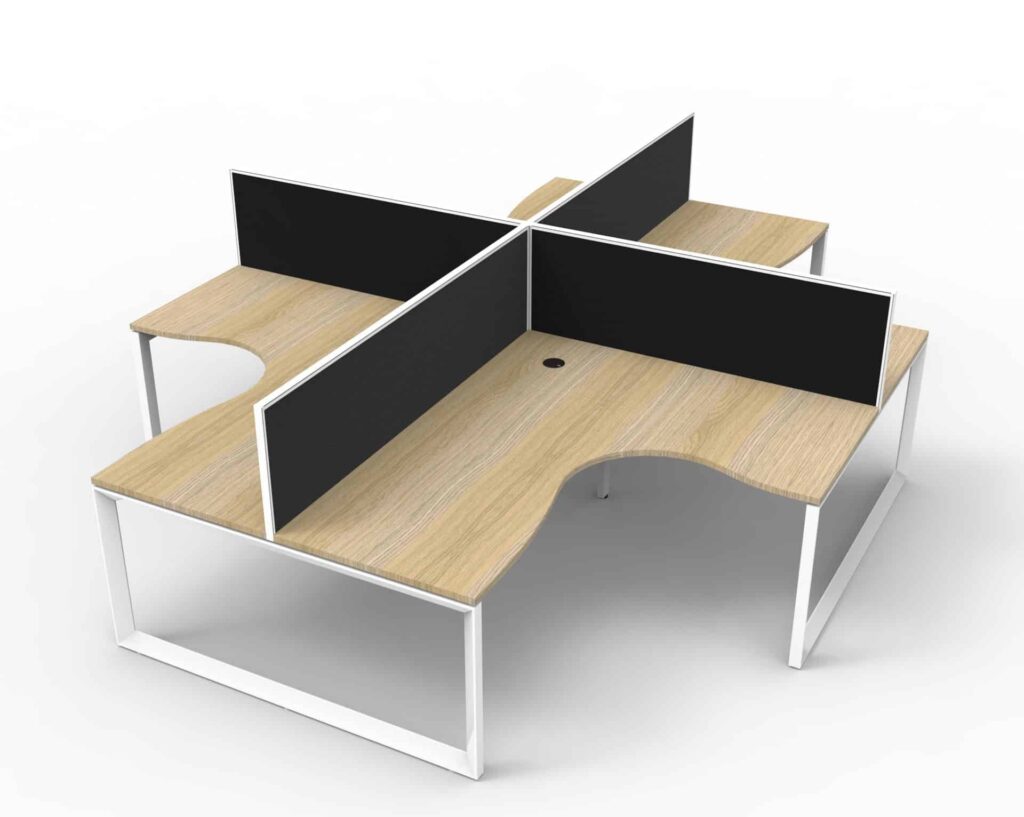 Deluxe Loop Leg Corner 4 Person Workstation | Enquire Now!