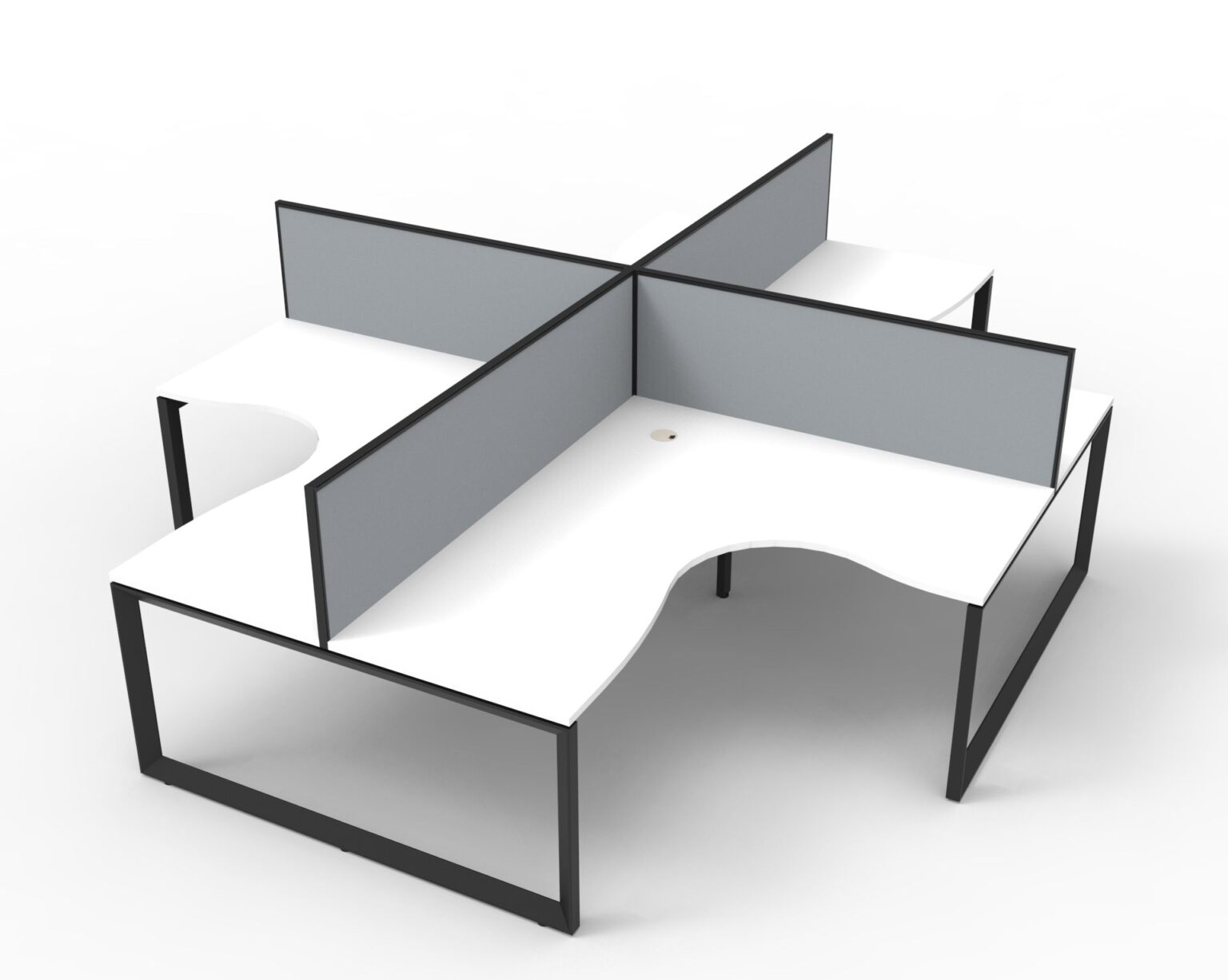 Deluxe Loop Leg Corner 4 Person Workstation | Enquire Now!