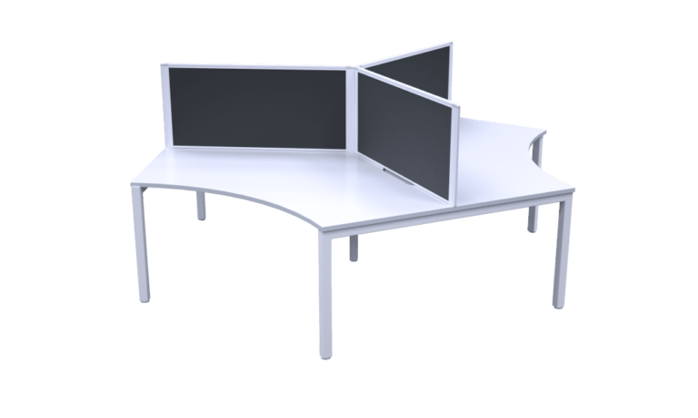 Quatro 120 Degree 3 Person Workstation Pod With Screens