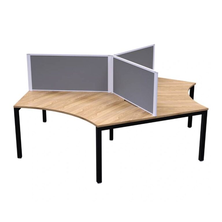 Quatro 120 Degree 3 Person Workstation Pod With Screens