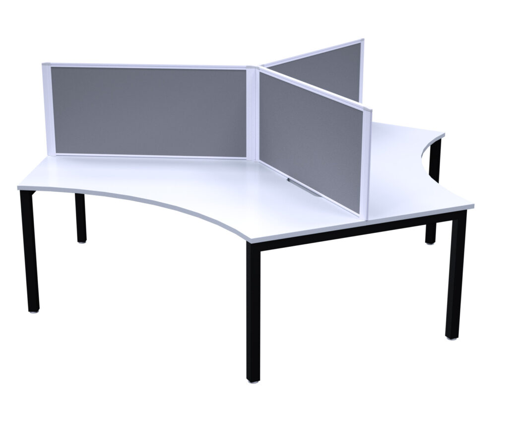 Quatro 120 Degree 3 Person Workstation Pod With Screens | Enquire Now!