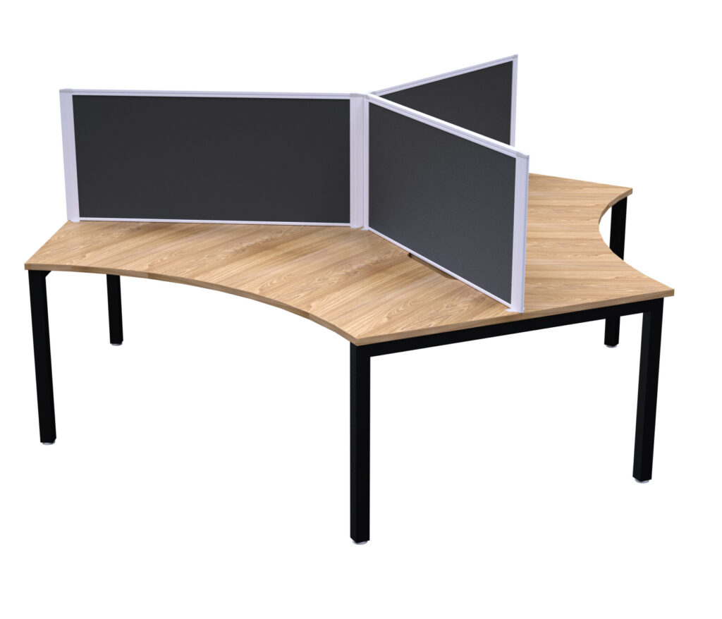 Quatro 120 Degree 3 Person Workstation Pod With Screens